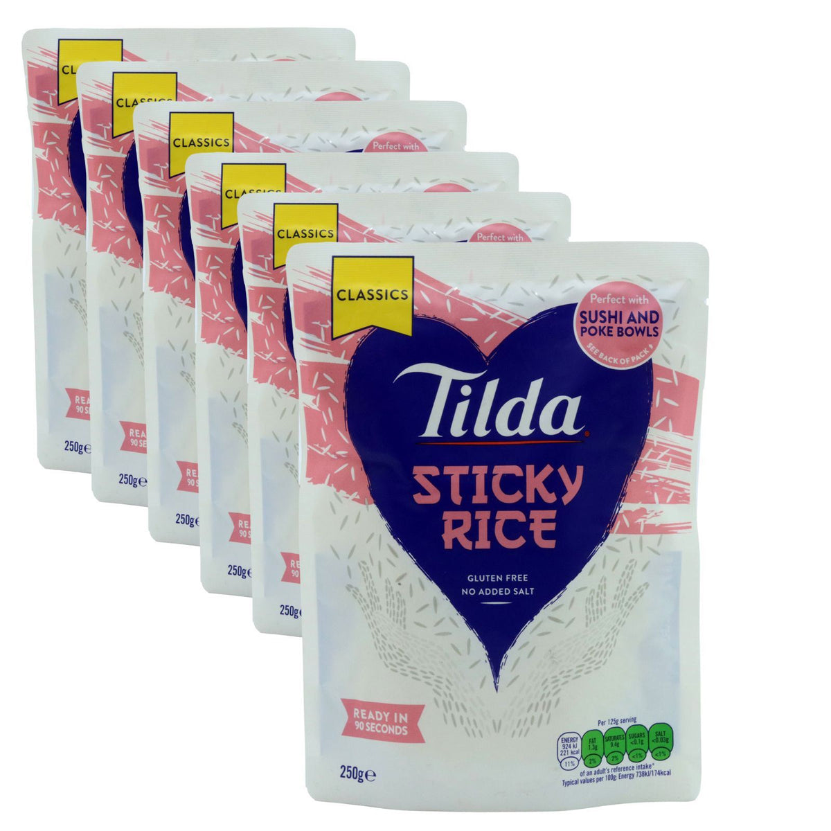 Tilda Microwave Sticky Medium Grain Rice 250g (Box of 6) — myShop