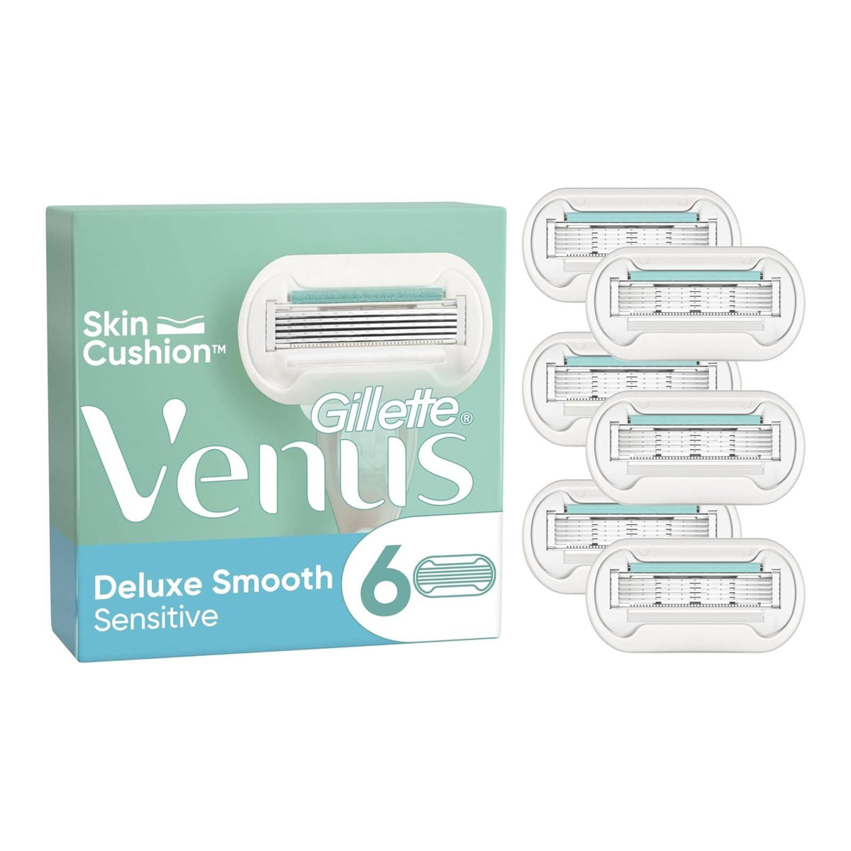 Gillette Venus Deluxe Smooth Sensitive Razor Blades Women, Pack of 6 ...