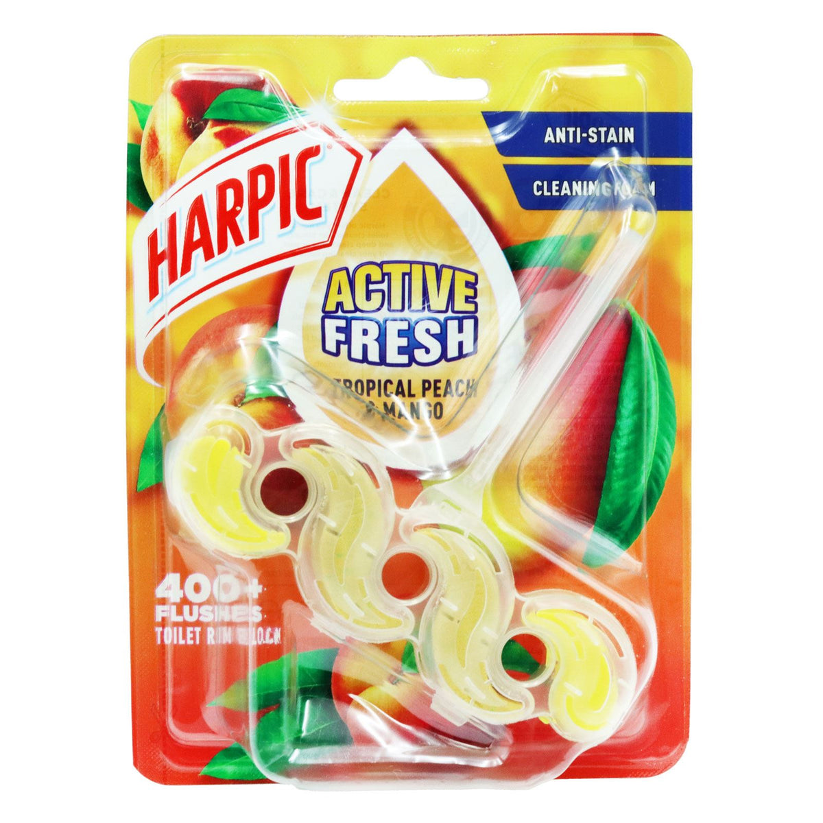 Harpic Active Fresh Toilet Rim Block, Tropical Peach & Mango Scent 39g ...
