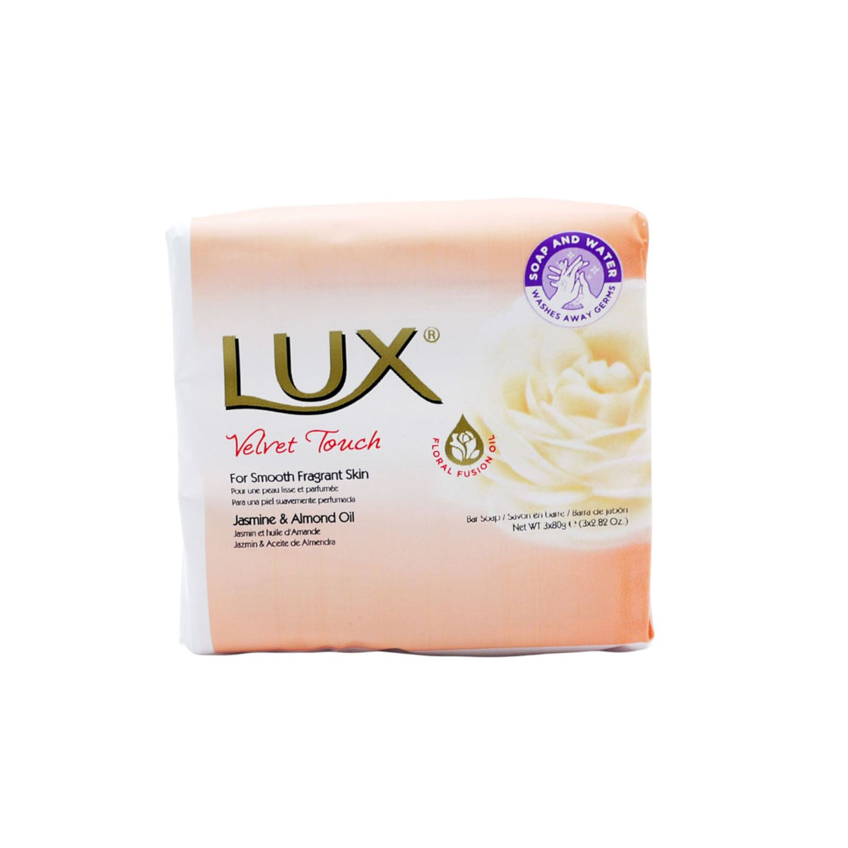 Lux Velvet Touch Soap Bar with Jasmine & Almond Oil 80g Pack of 3 — myShop