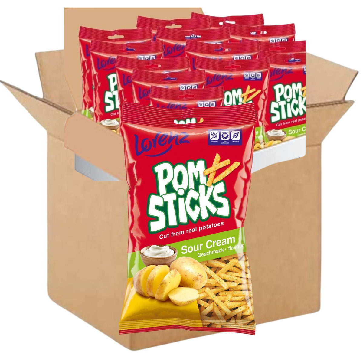 Pomsticks Sour Cream,Flavour Real Potato Sticks 85g (Box of 14) — myShop