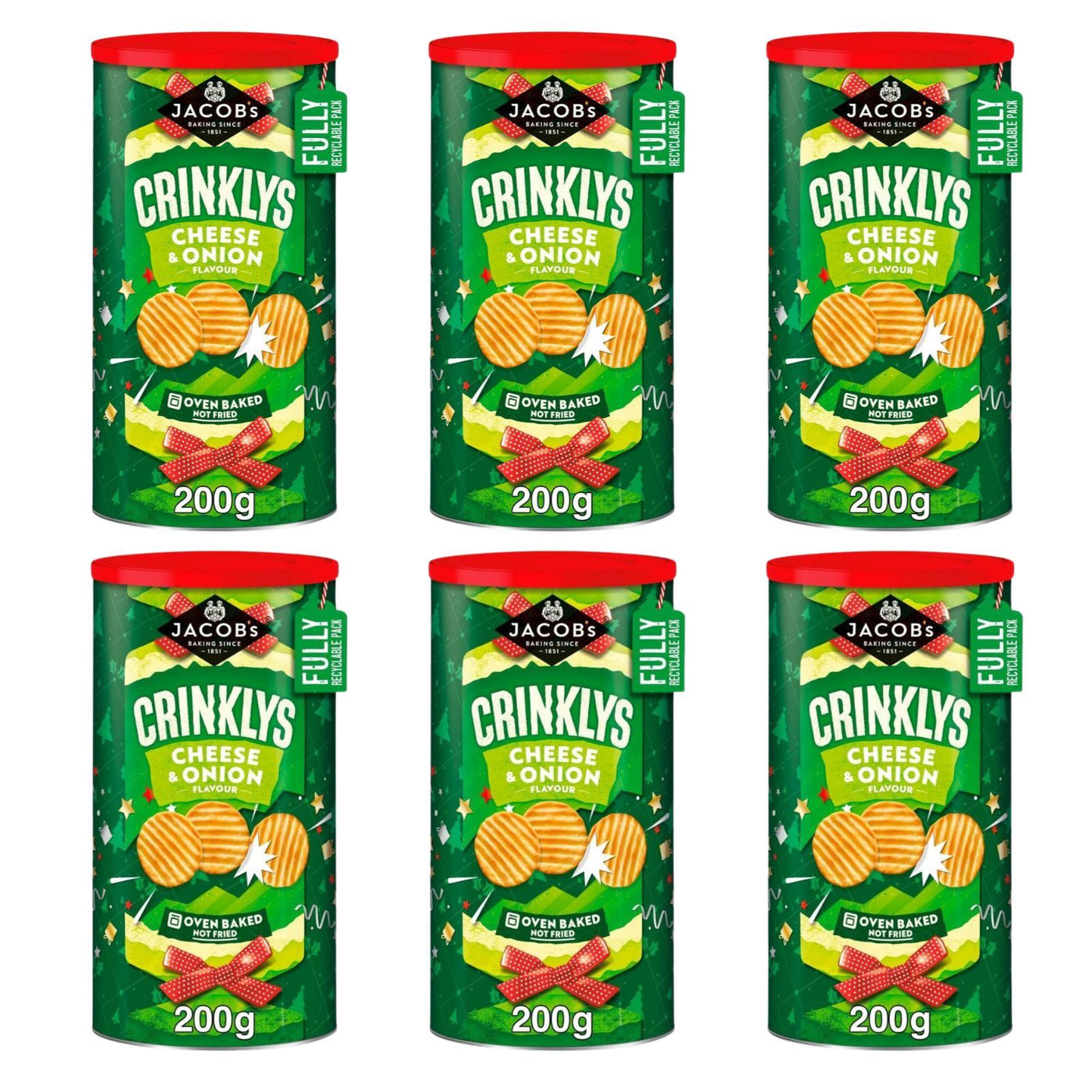 6x Jacob's Crinklys Cheese & Onion Baked Snacks 200g — myShop