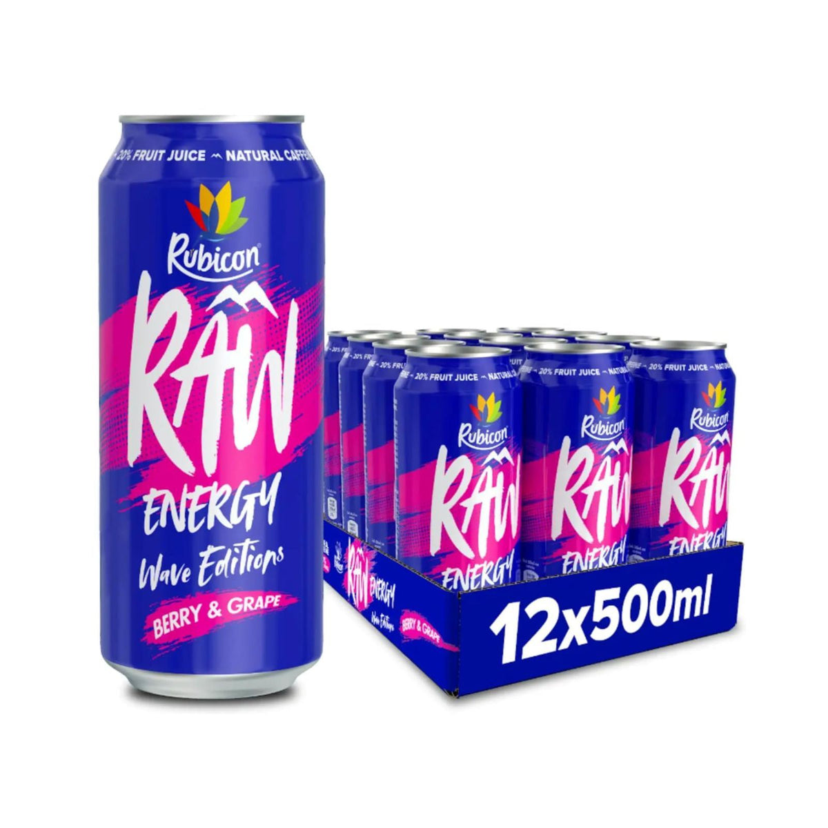 Rubicon RAW Berry & Grape Wave Edition Energy Drink, 500ml (Box of 12 ...