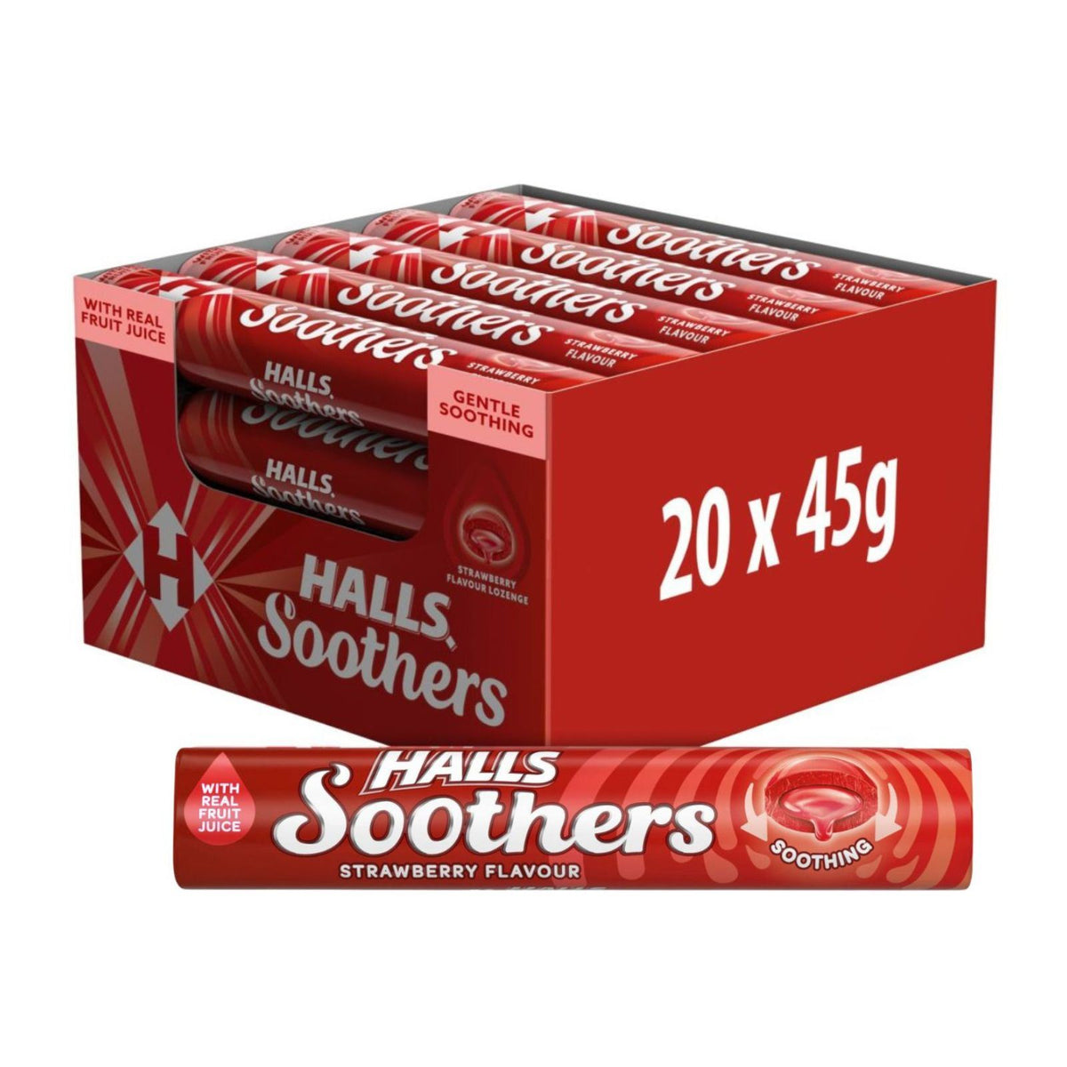 Halls Soothers Strawberry Sweets Flavour, 45g (Box of 20) — myShop