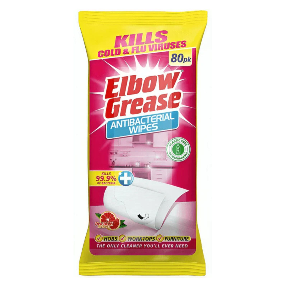 Elbow Grease Pink Blush Antibacterial Wipes 80 Pack — myShop