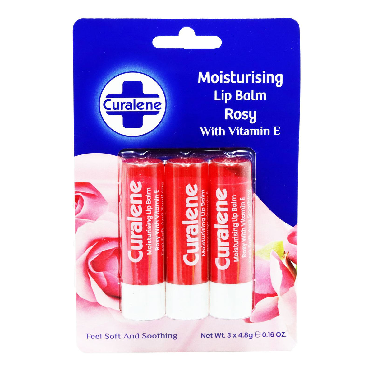 Curalene Moisturising Lip Balm Rosy with Vitamin E 3 Pack 4.8g — myShop