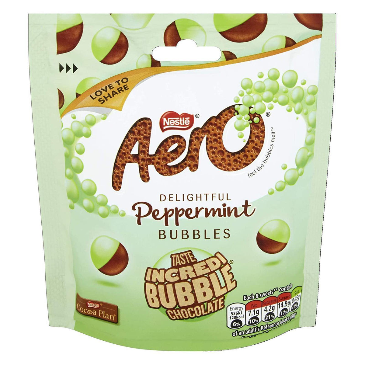 Nestle Aero Peppermint Bubbles Chocolate Bag 92g (Box of 8) — myShop